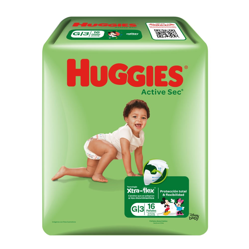 Huggies Active Sec talla G X 16 unidaddes – Farmacias Geminis